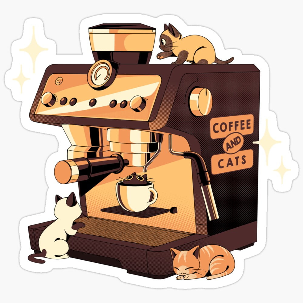 Coffee And Cats Espresso Lover Sticker Phone Decal Water Bottle ...