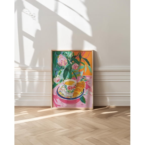 Coffee And Croissant Art Print, Maximalist Kitchen Decor, Unframed ...