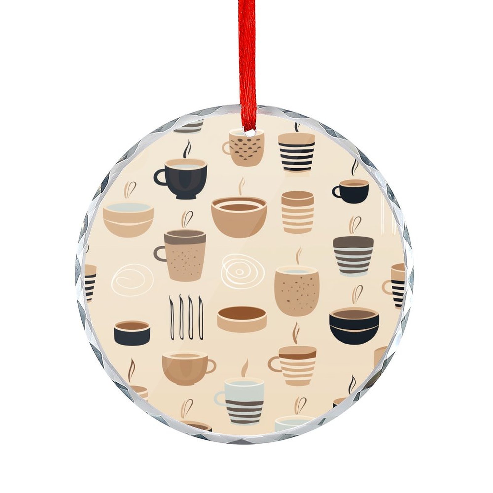 Coffee And Cup Glass Christmas Ornament Vintage Style Coffee Glass ...