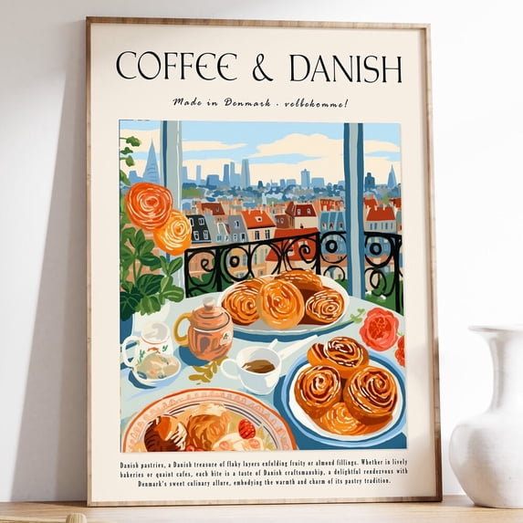 Coffee And Danish Pastry Vintage Kitchen Poster UNFRAMED PAPER POSTER ...