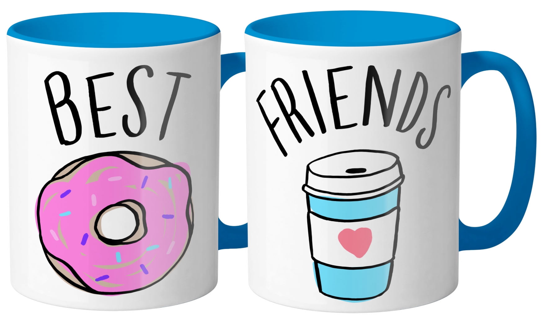 Coffee And Donut Best Friends Coffee Mug 11oz Duo Set Blue - Walmart.com