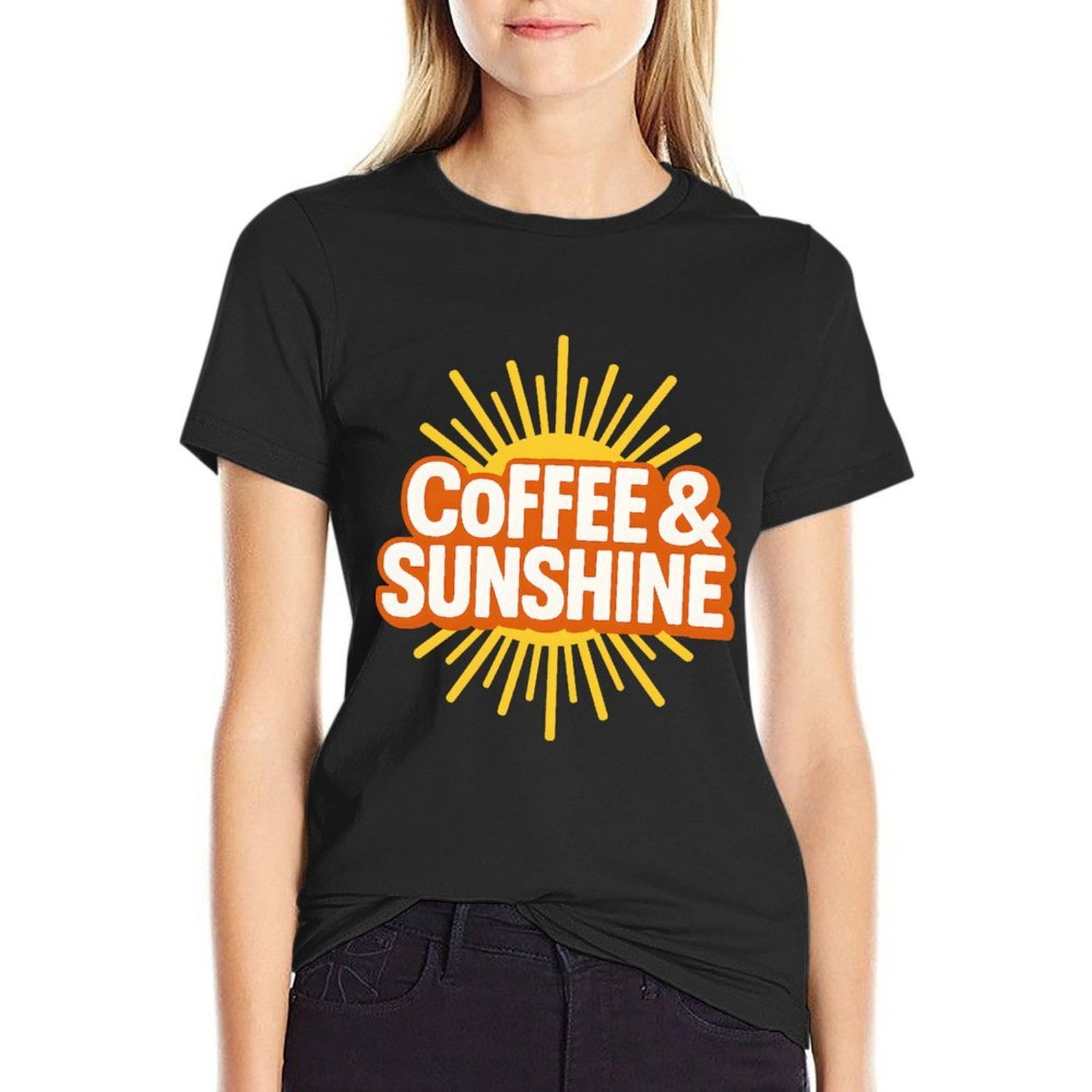 Coffee And Sunshine Women's HD Graphic Print Short Sleeve Tee Casual ...