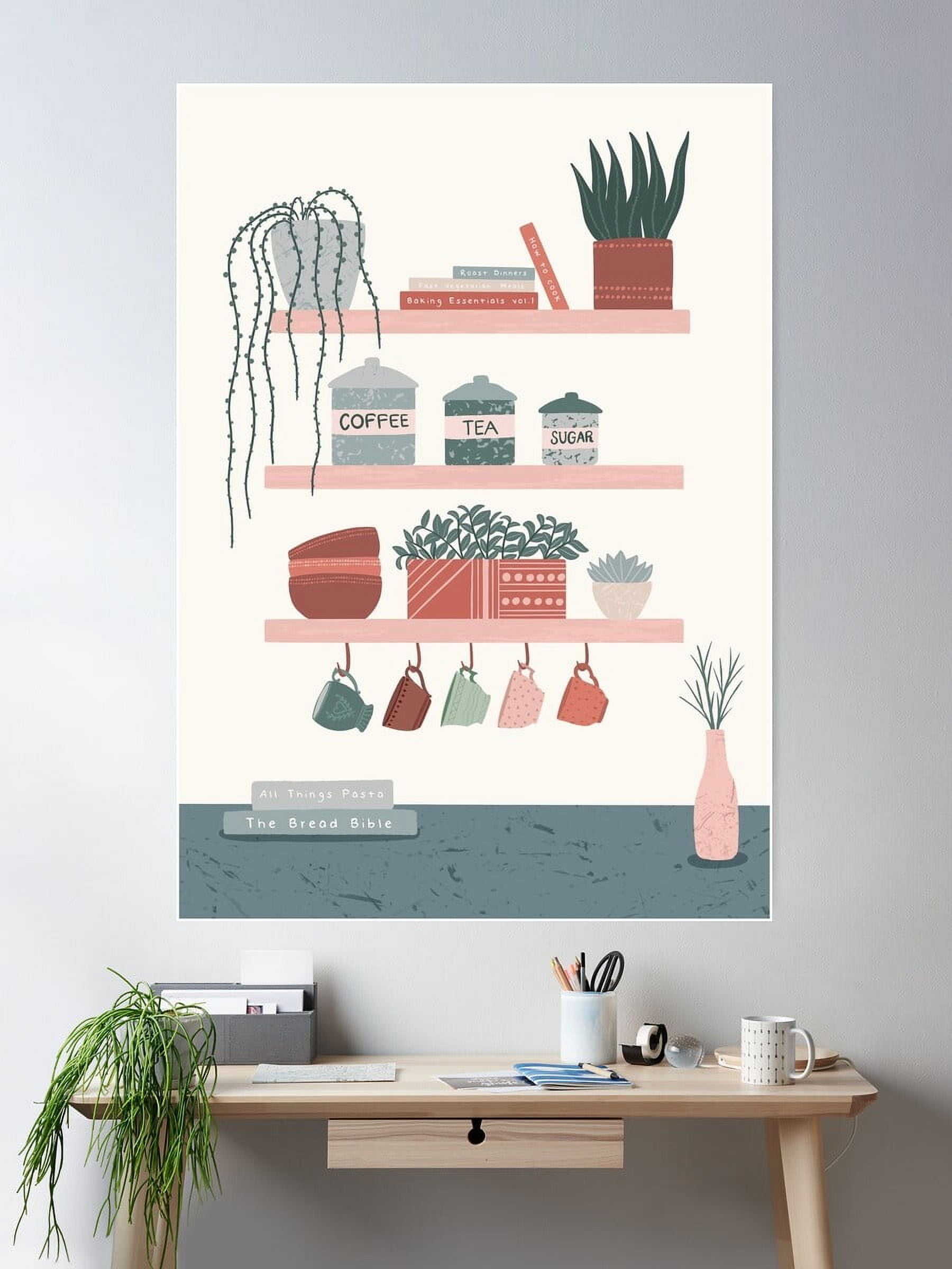 Coffee And Tea Shelf Poster Wall Art, Modern Wall Decor For Living Room ...