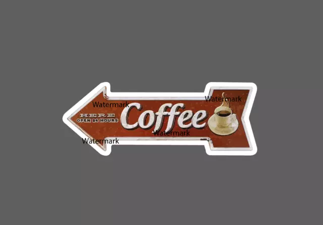 Coffee Arrow Sticker Cafe Retro Waterproof Sticker Phone Decal Water ...