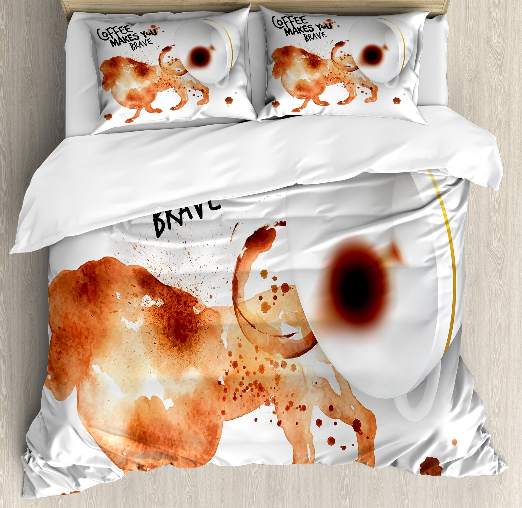 Coffee Art Duvet Cover Set, Be Brave and Courageous Inspiration ...