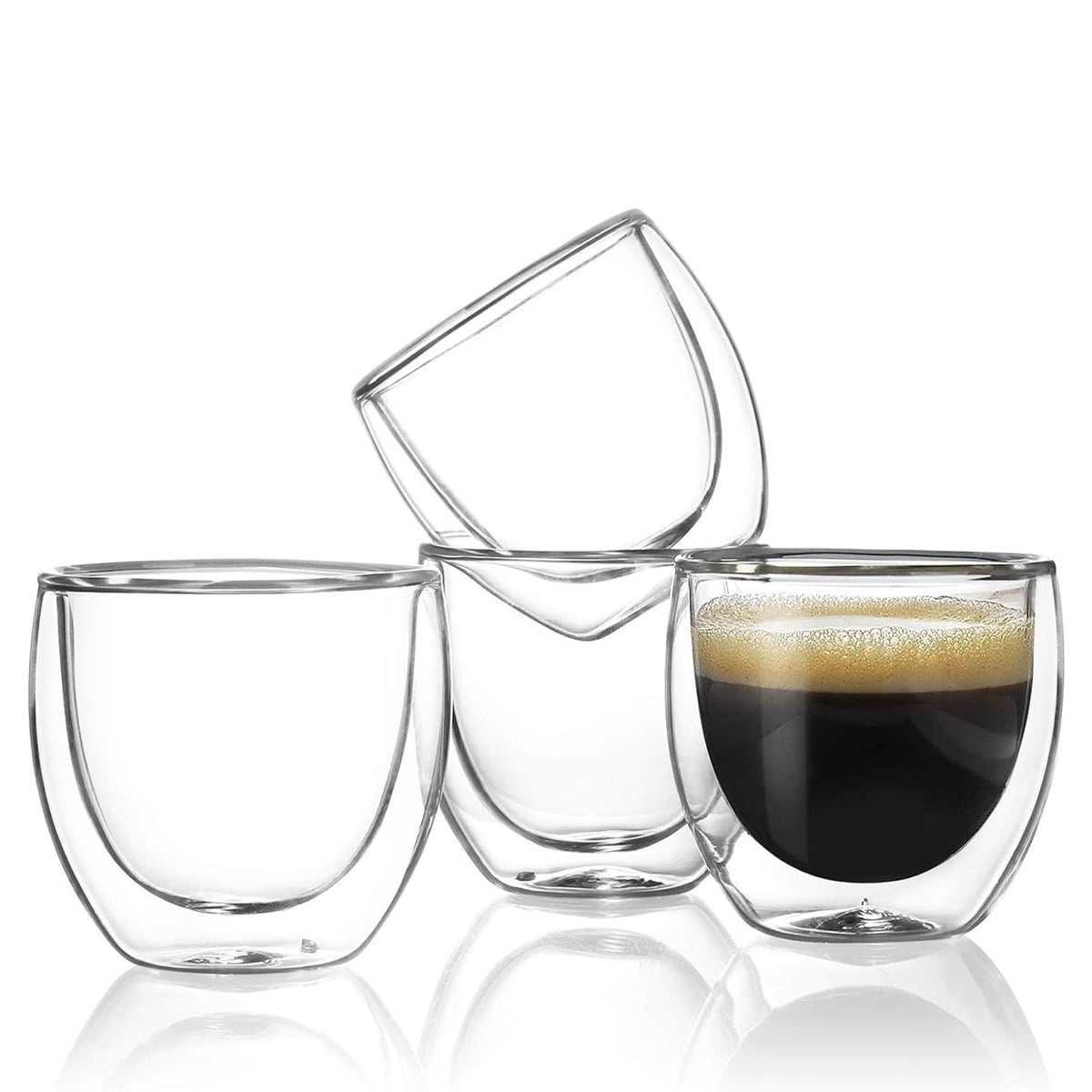Coffee Artistry, 6pcs Clear Glass Coffee Cups with Double Walled Design ...