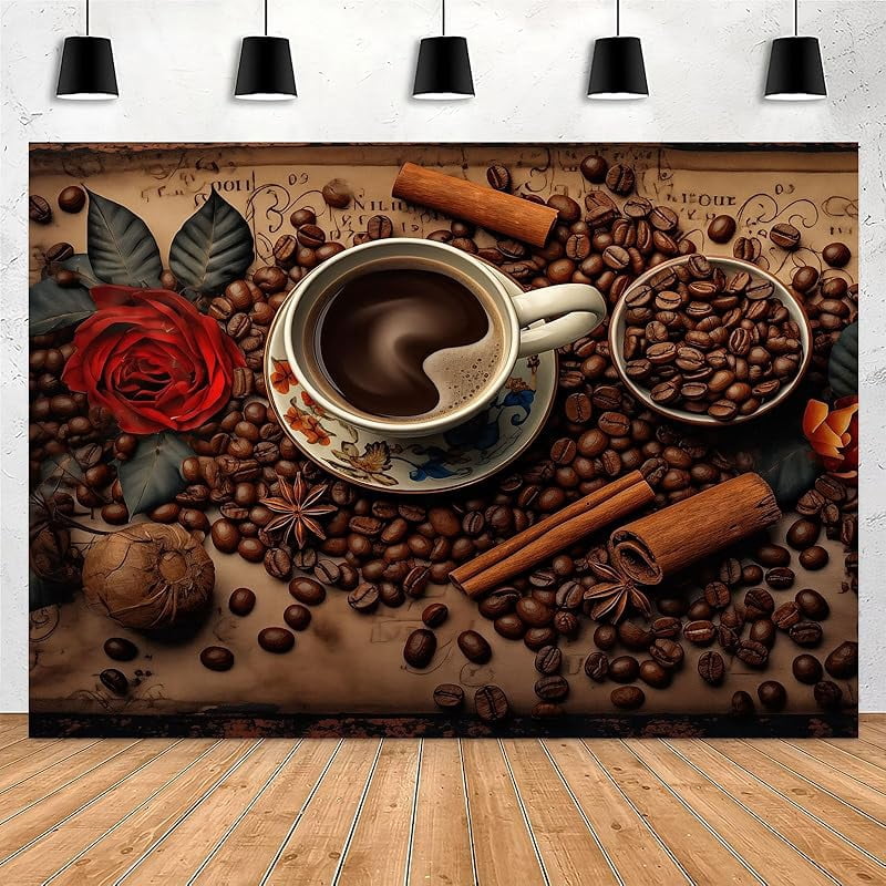 Coffee Backdrop 7x5ft Coffee Beans Chocolate Snacks Sweets Photography ...