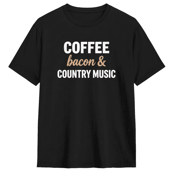 Coffee Bacon & Country Music Retro Graphic Tee for Men and Women ...