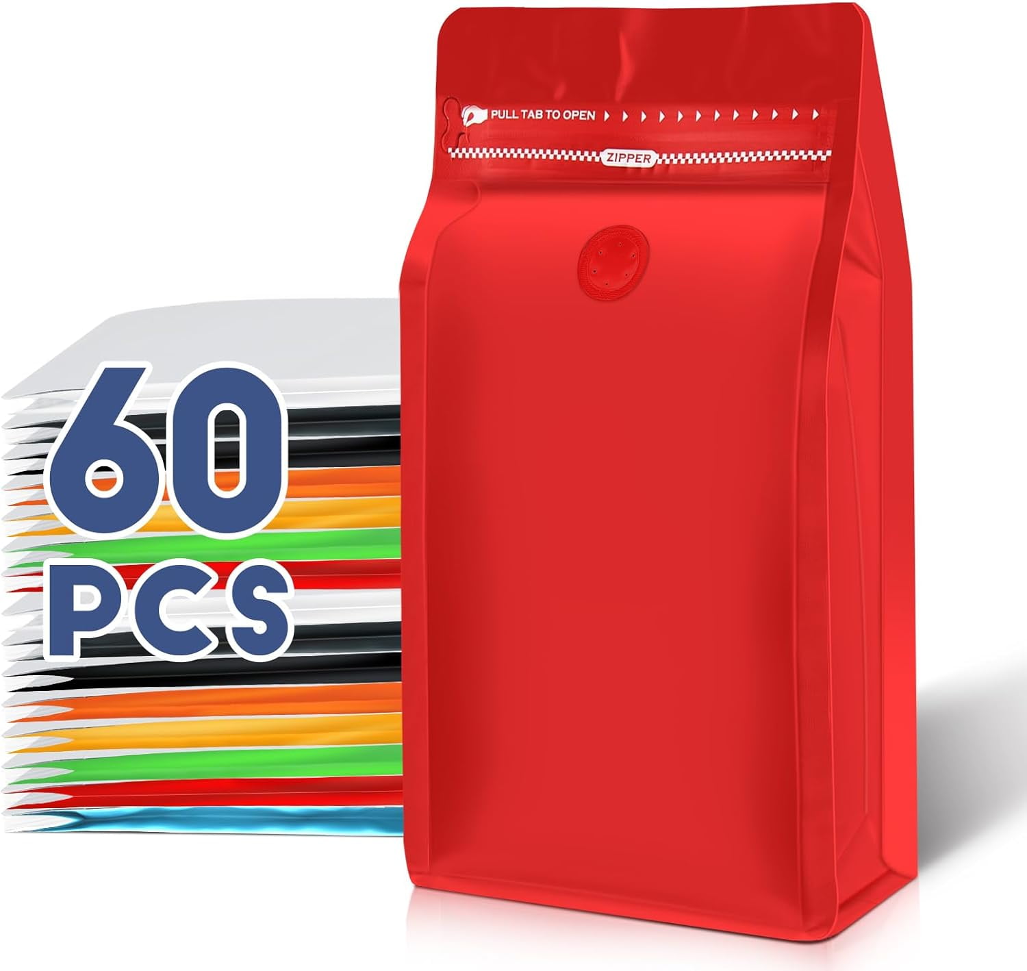 Coffee Bags with Valve(60pcs,16 oz,1 lb) Vented Coffee Beans Packaging ...