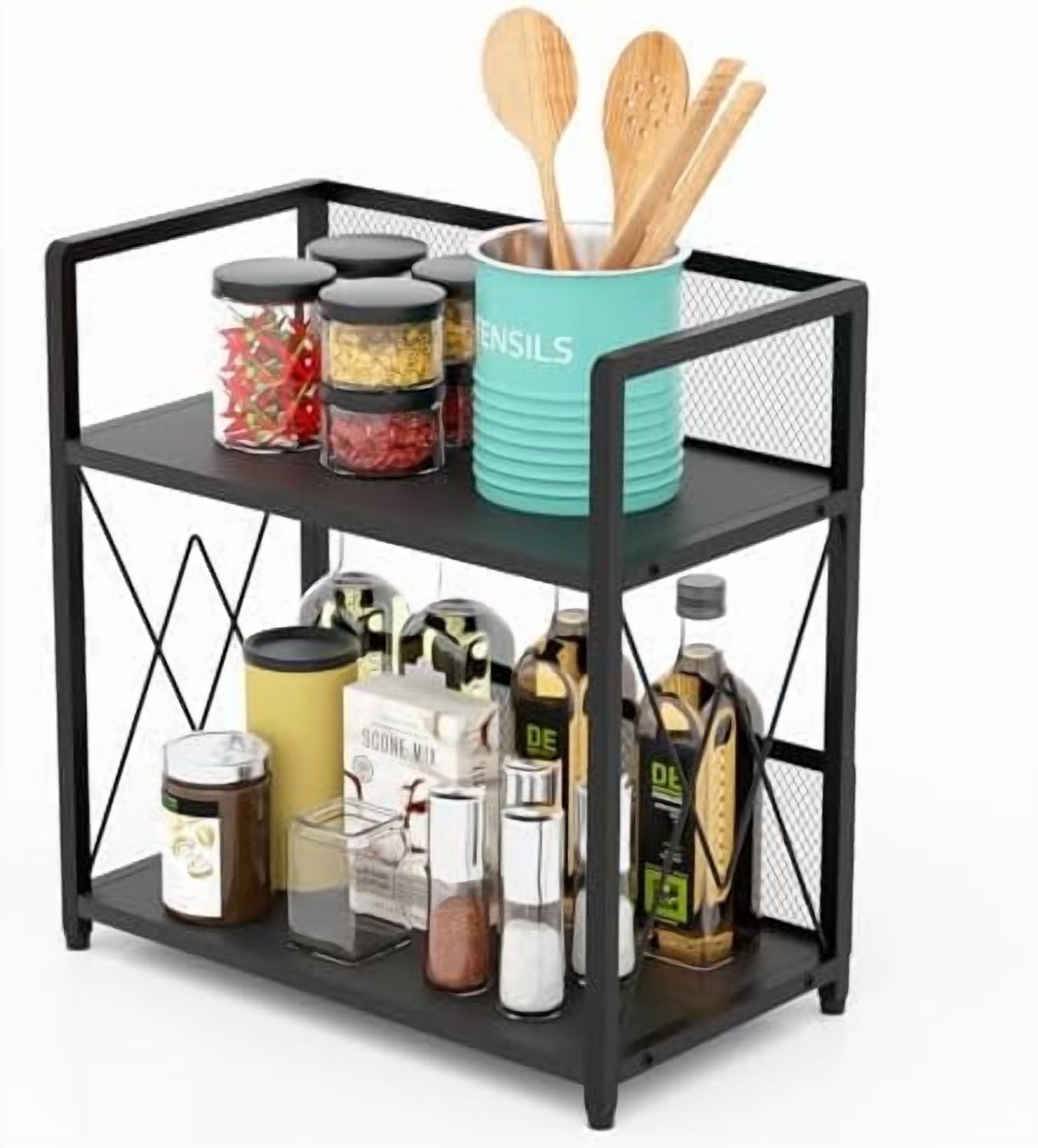 Coffee Bar Accessories Organizer, Seasoning Organizer, 2 Tier Wooden ...