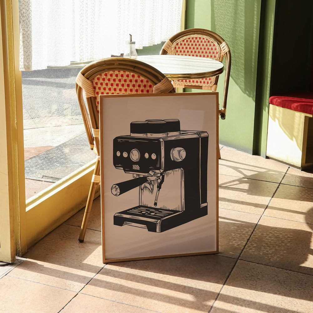 Coffee Bar Beige And Black Printable Wall Art, Espresso Machine Art ...