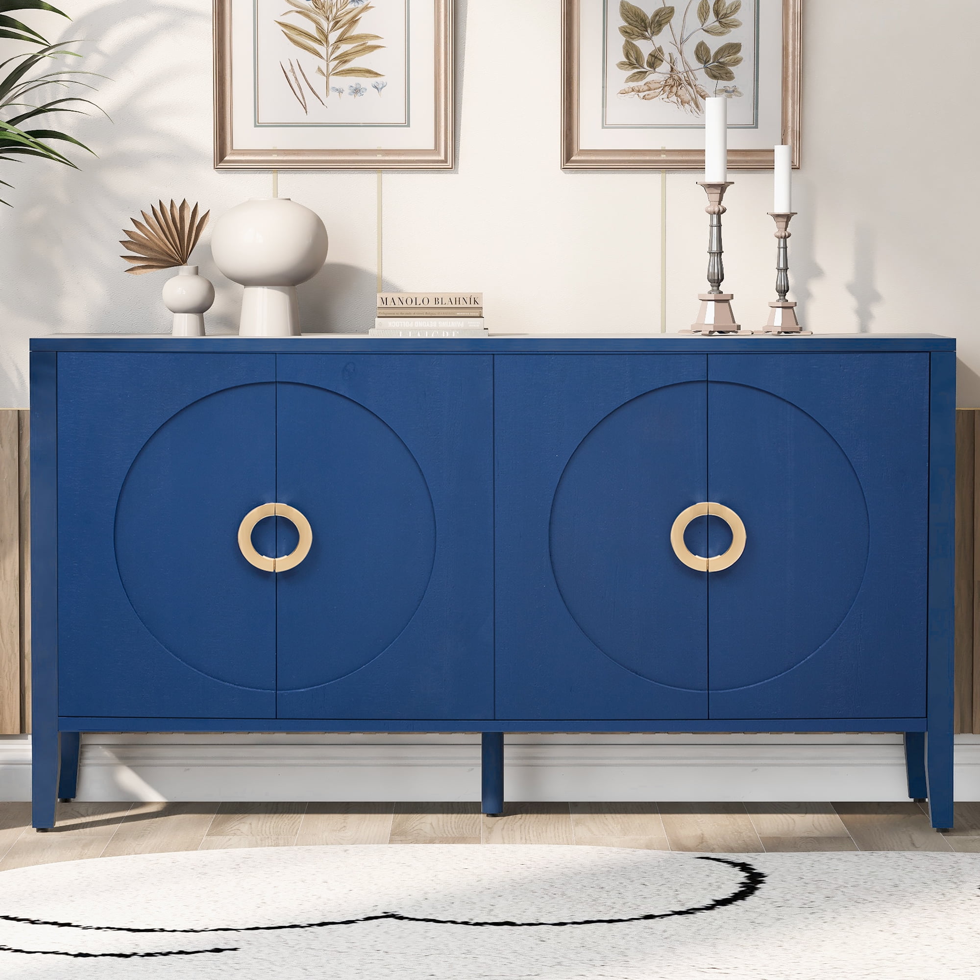 Coffee Bar Cabinet, Accent Kitchen Storage Cabinet with Adjustable ...