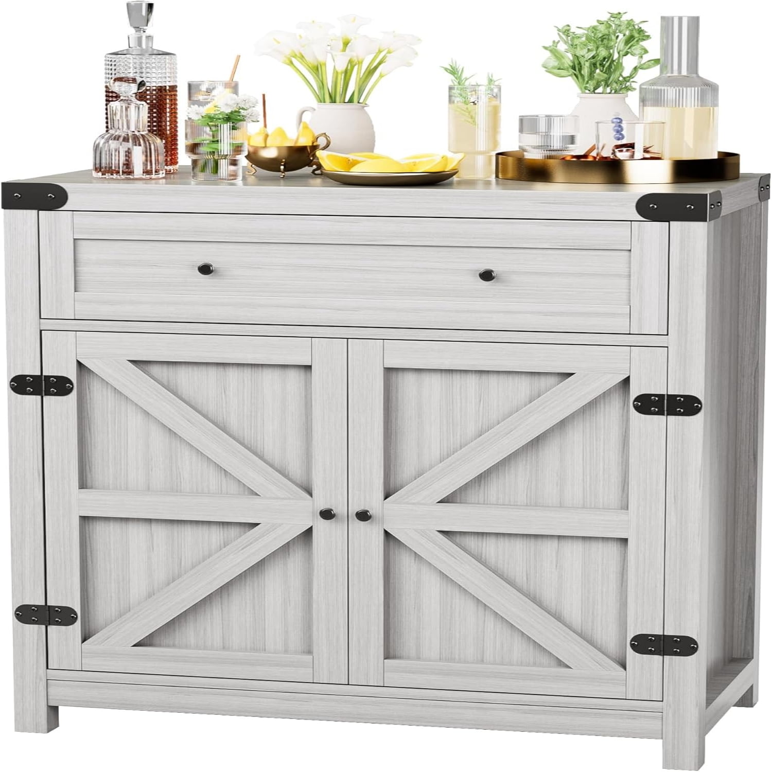 Coffee Bar Cabinet Farmhouse Kitchen Sideboard Buffet Cabinet with ...