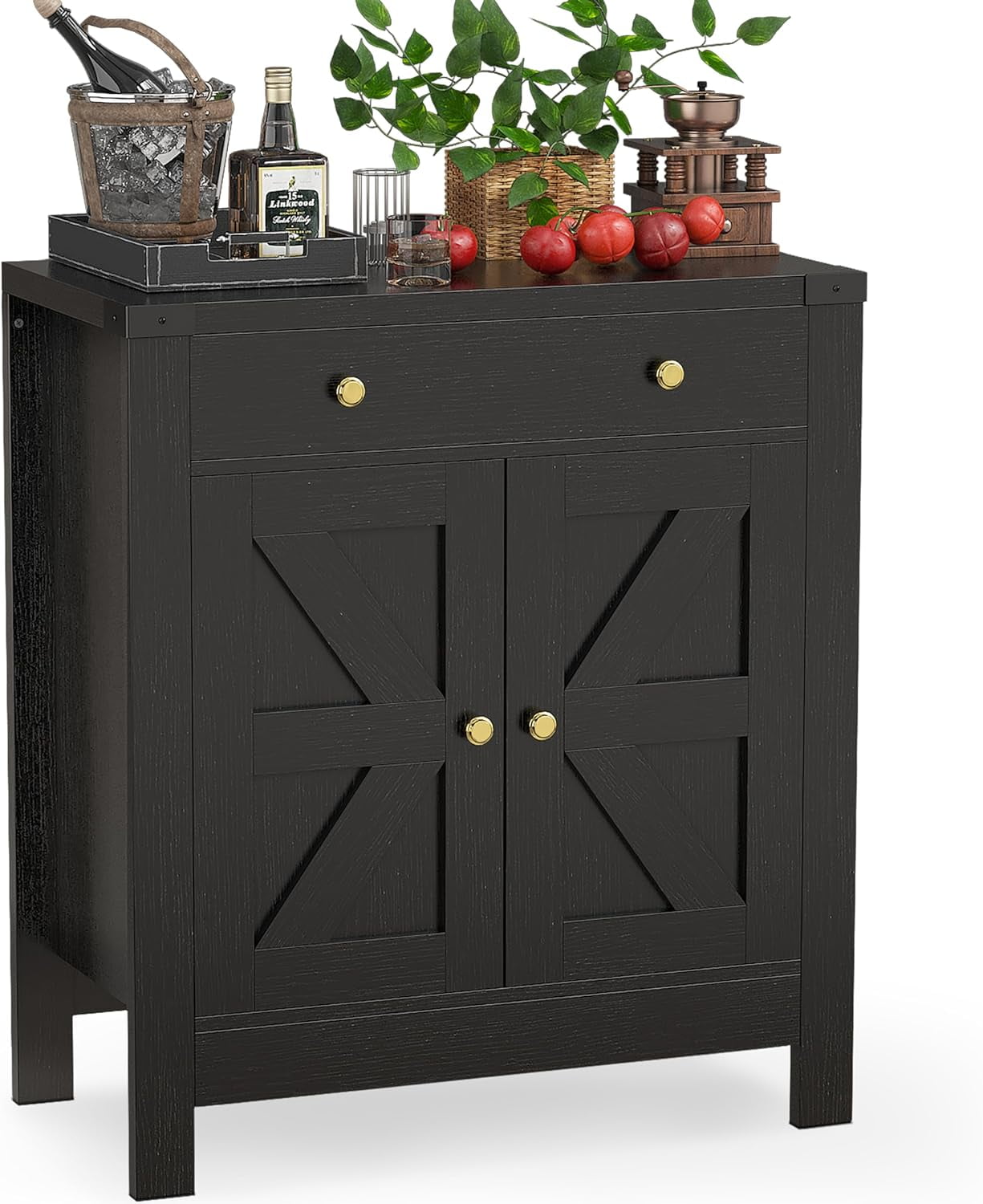 Coffee Bar Cabinet, Farmhouse Sideboard Buffet Cabinet with Storage ...