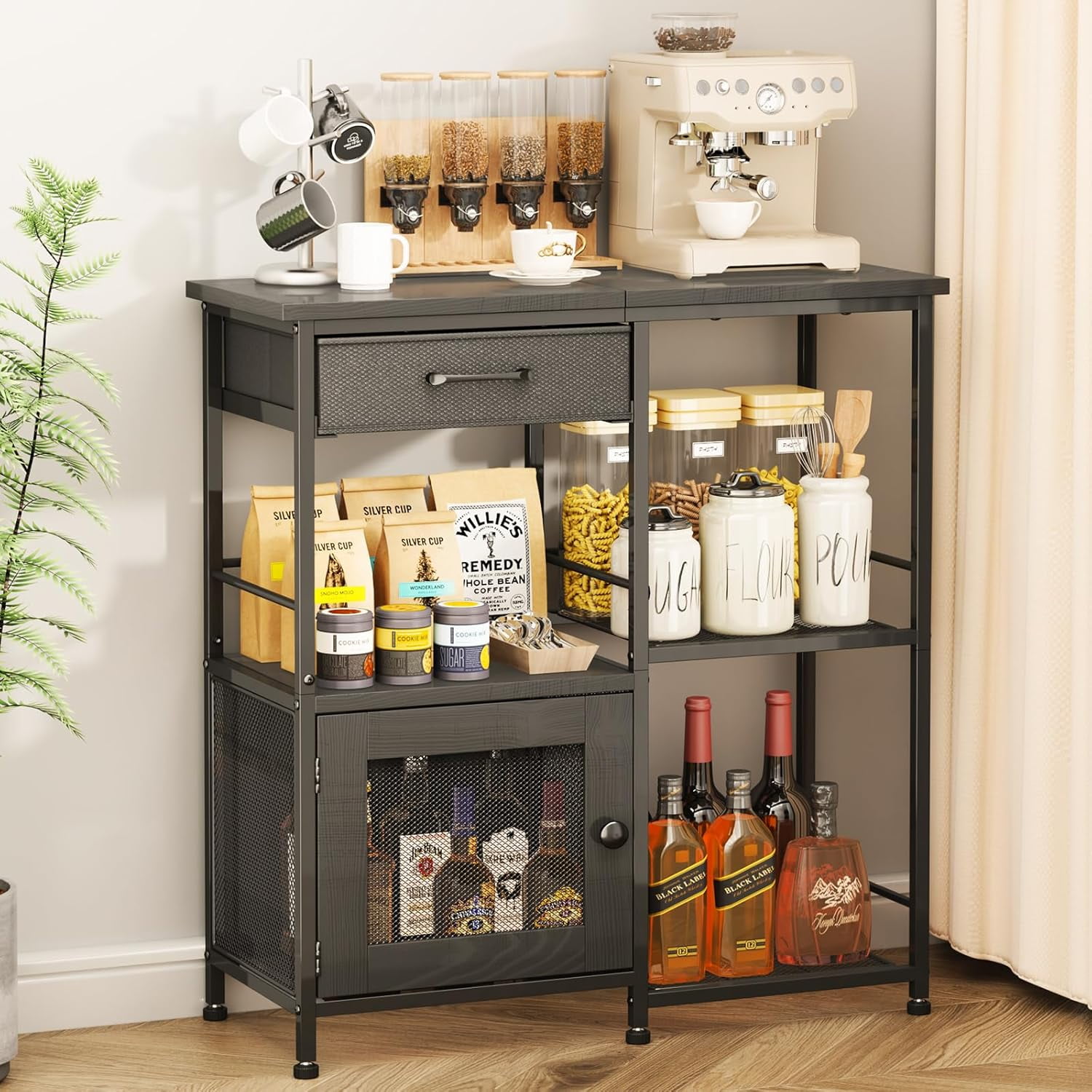Coffee Bar Cabinet for Home - Farmhouse Coffee Stand Station Multi ...