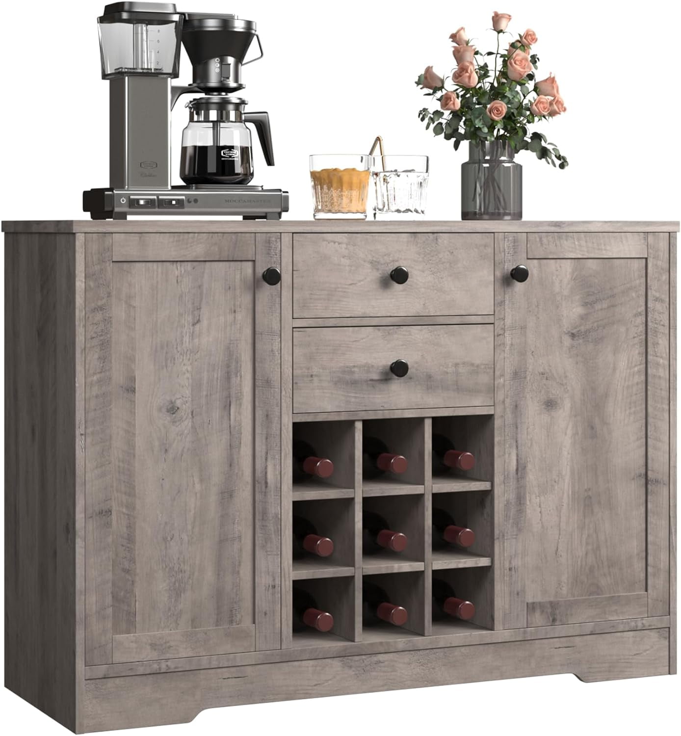 Coffee Bar Cabinet, Kitchen Buffet Storage Cabinet with Storage, 43.3 ...
