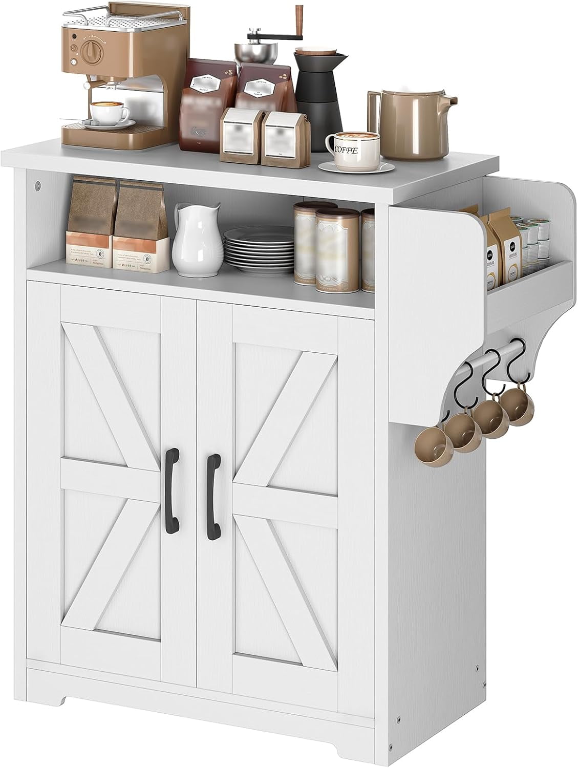 Coffee Bar Cabinet, Kitchen Island with Storage, Farmhouse Sideboard ...