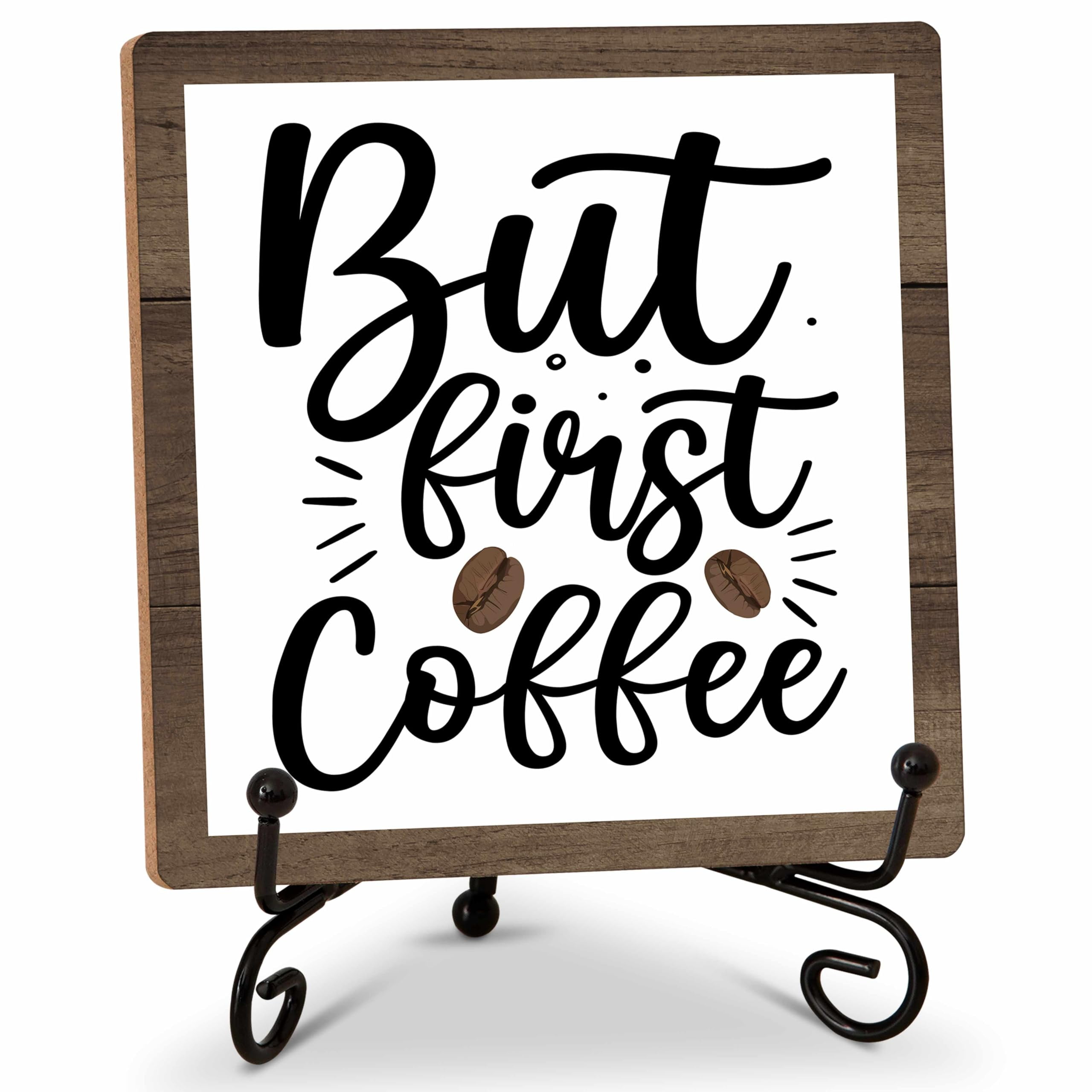 Coffee Bar Decor Wood Sign, But First Coffee Wood Block Gift, 5x5 Inch ...