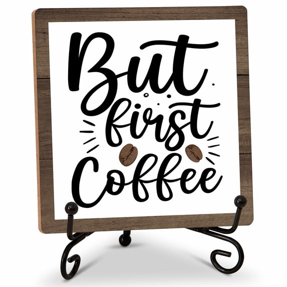Coffee Bar Decor Wood Sign, But First Coffee Wood Block Gift, 5x5 Inch ...