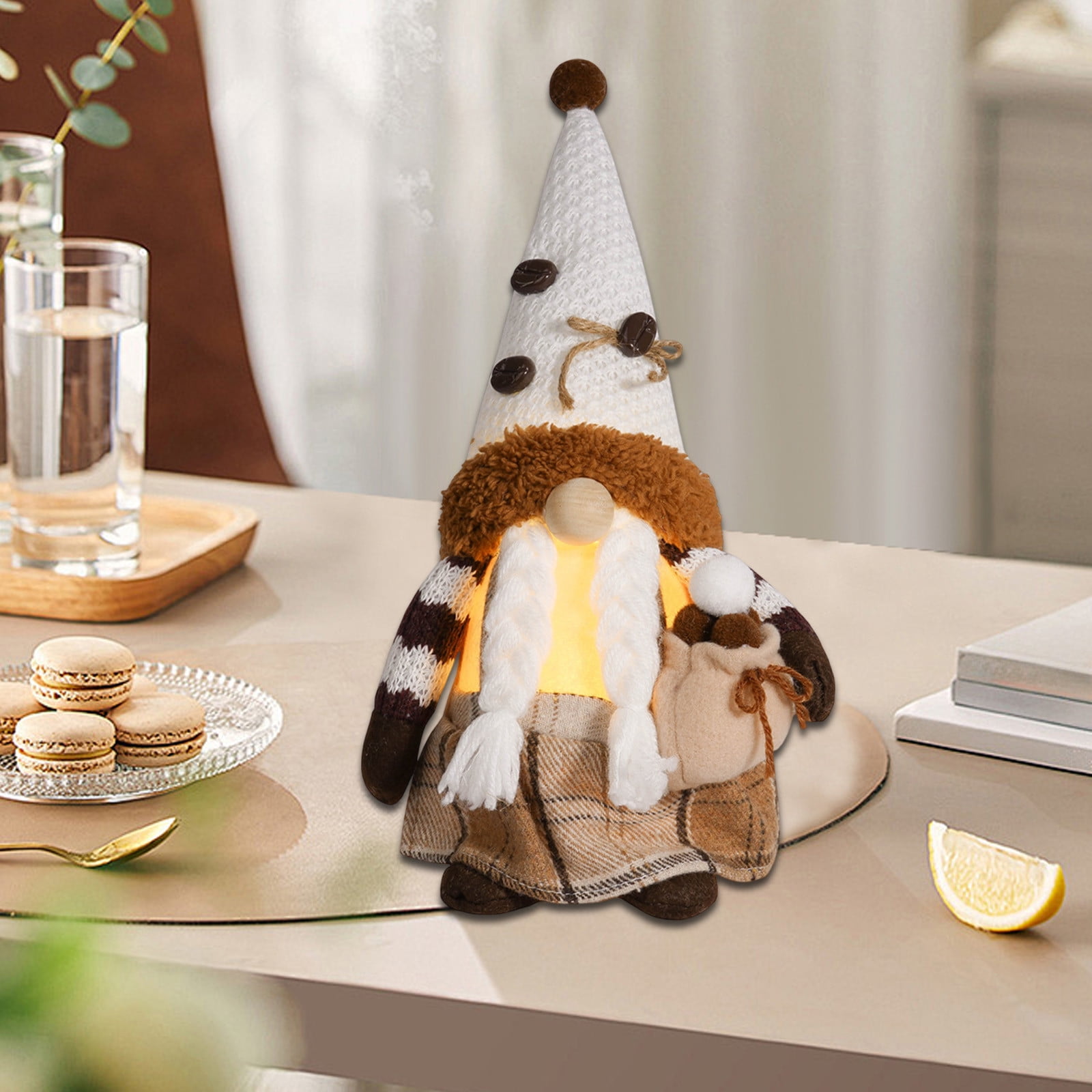 Coffee Bar Gnome Decor Set, Plush Coffee Couple Figurines with Bean Bag ...