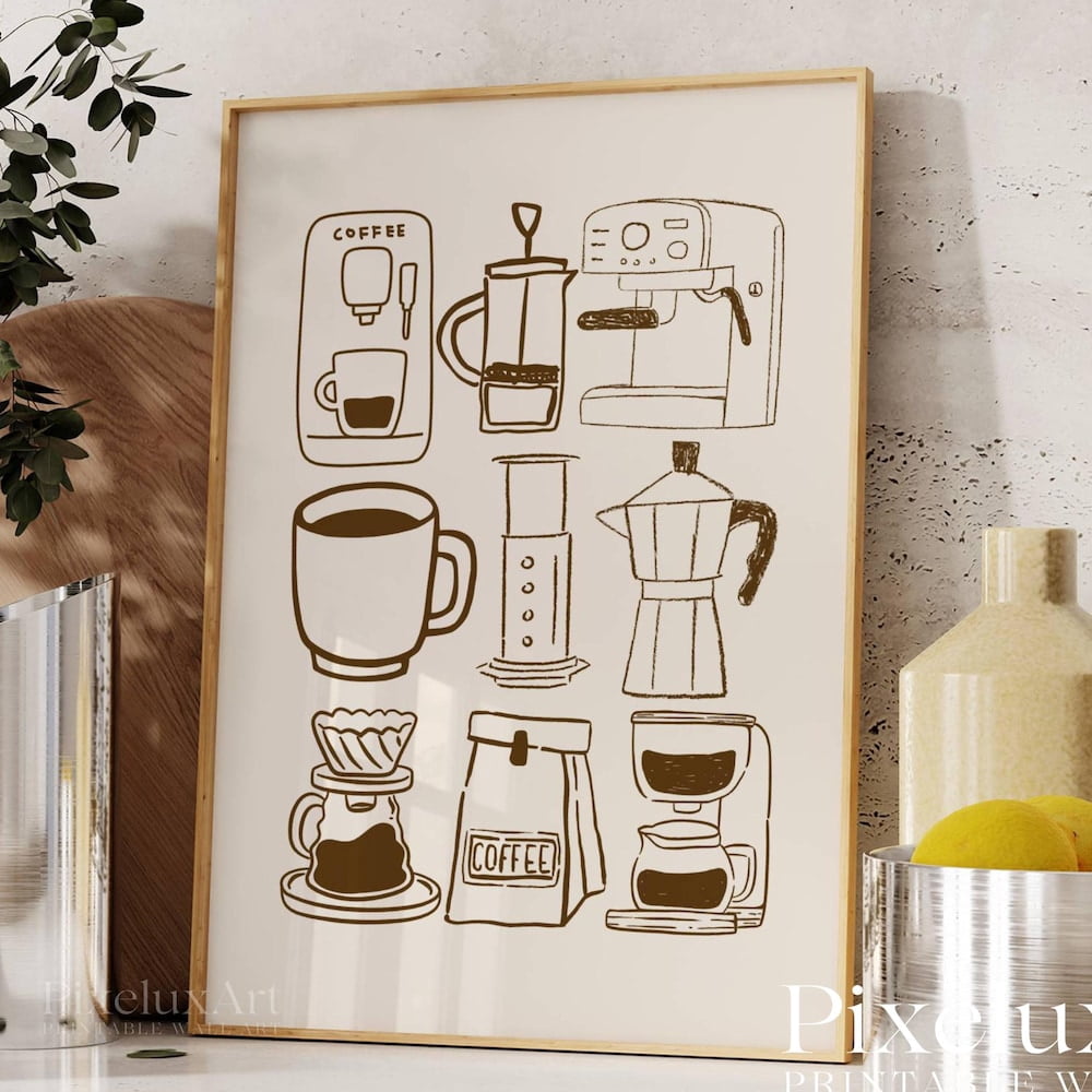 Coffee Bar Lover Wall Art, Cooking Cafe Poster, Barista Kitchen Print ...
