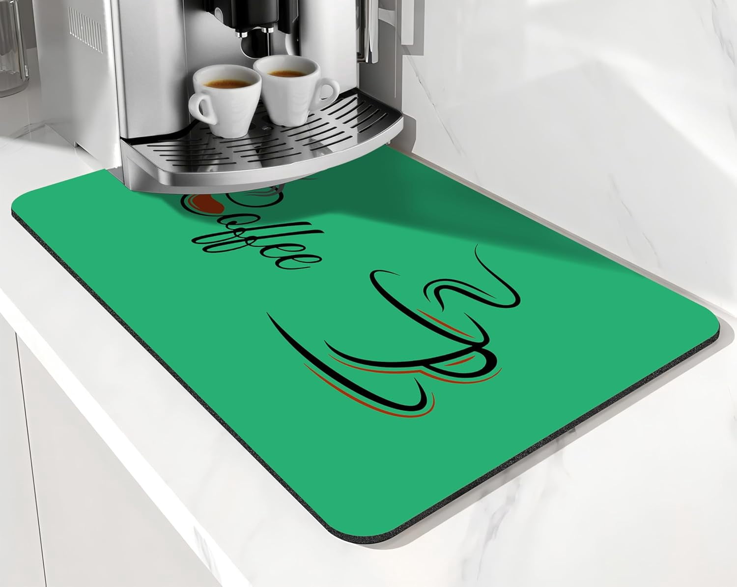 Coffee Bar Mat Accessories for Countertop Absorbent Hide Stain Rubber ...
