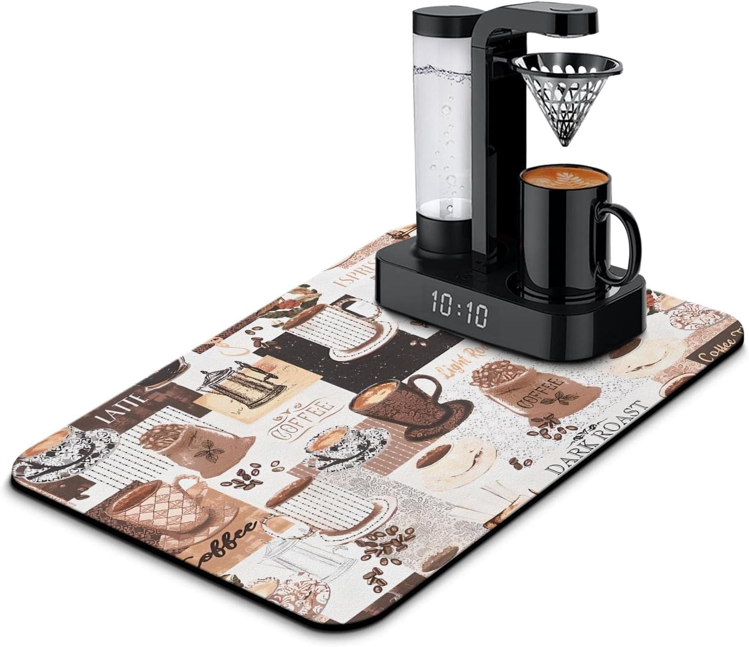 Coffee Bar Mat Accessories for Countertop Absorbent Hide Stain Rubber ...