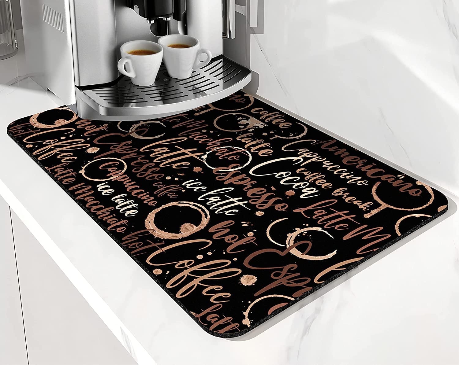 Coffee Bar Mat Accessories for Countertop Absorbent Hide Stain Rubber ...