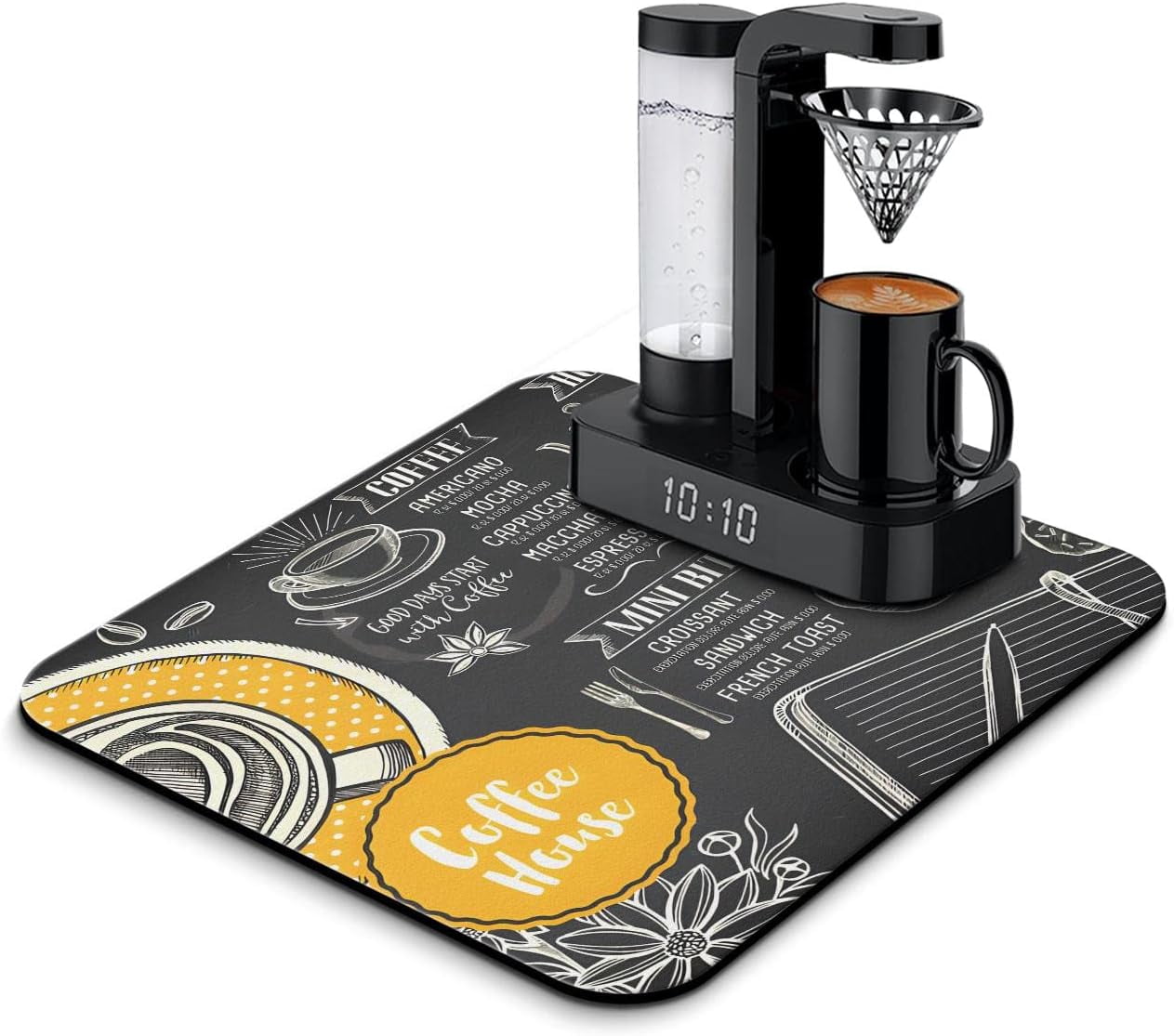 Coffee Bar Mat Accessories for Countertop Absorbent Hide Stain Rubber ...