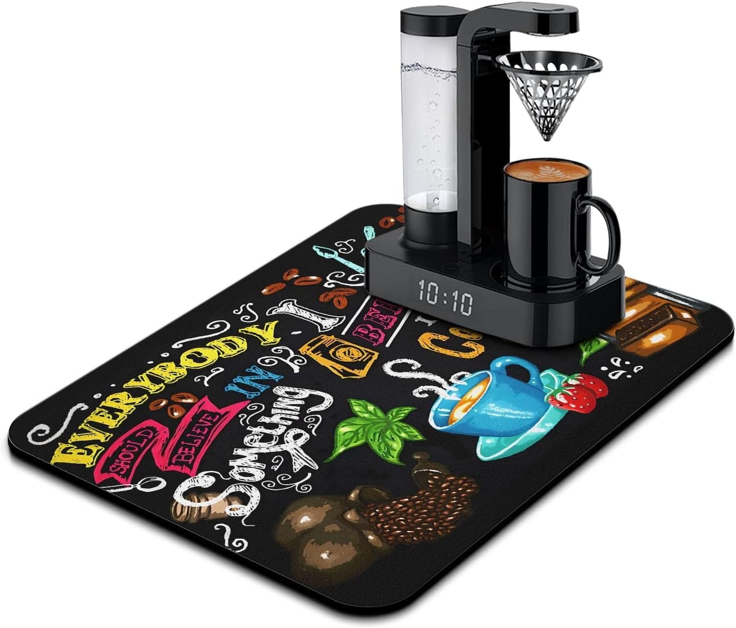 Coffee Bar Mat Accessories for Countertop Absorbent Hide Stain Rubber ...