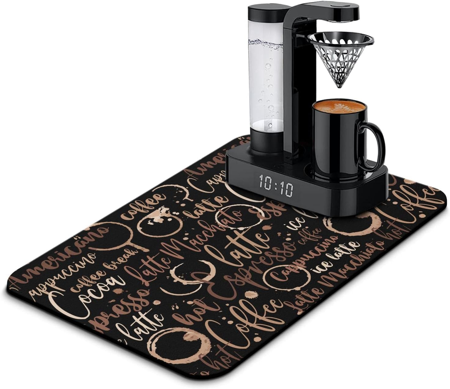 Coffee Bar Mat Accessories for Countertop Absorbent Hide Stain Rubber ...