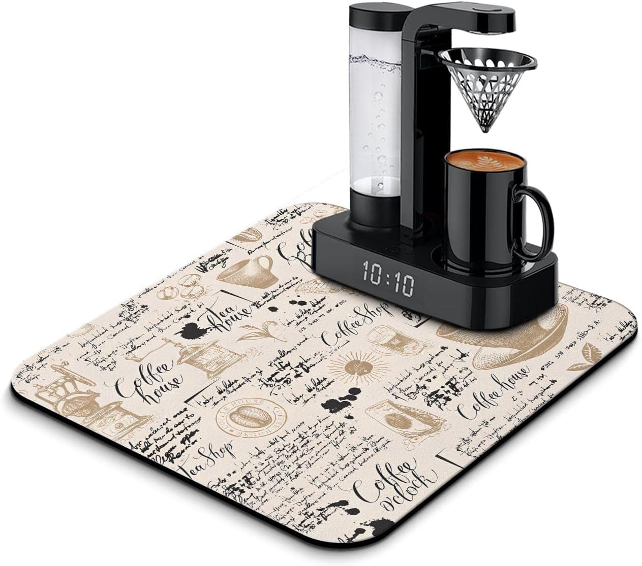 Coffee Bar Mat Accessories for Countertop Absorbent Hide Stain Rubber ...