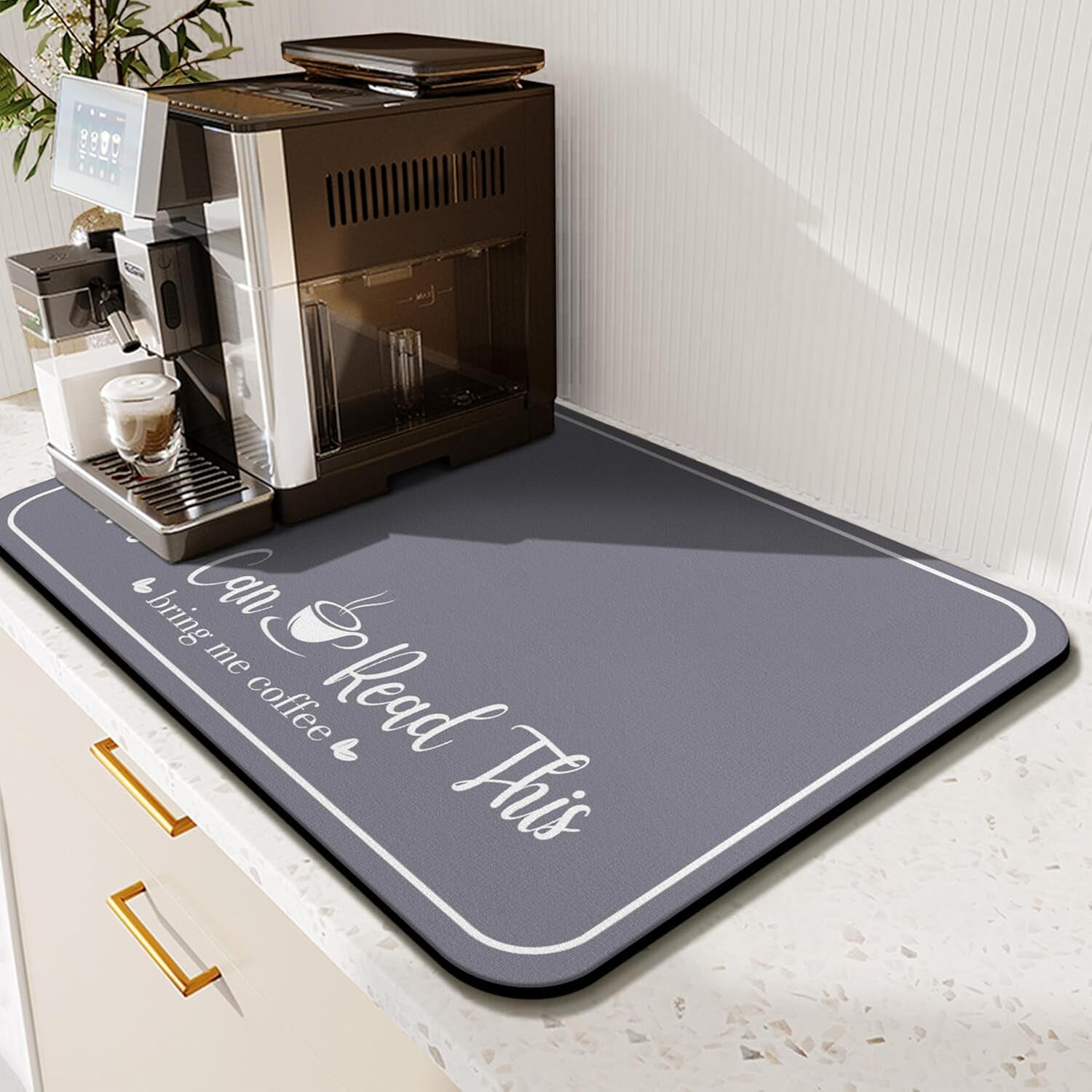 Coffee Bar Mat for Countertops 19inx12in,Absorbent Hide Stain Anti-Slip ...