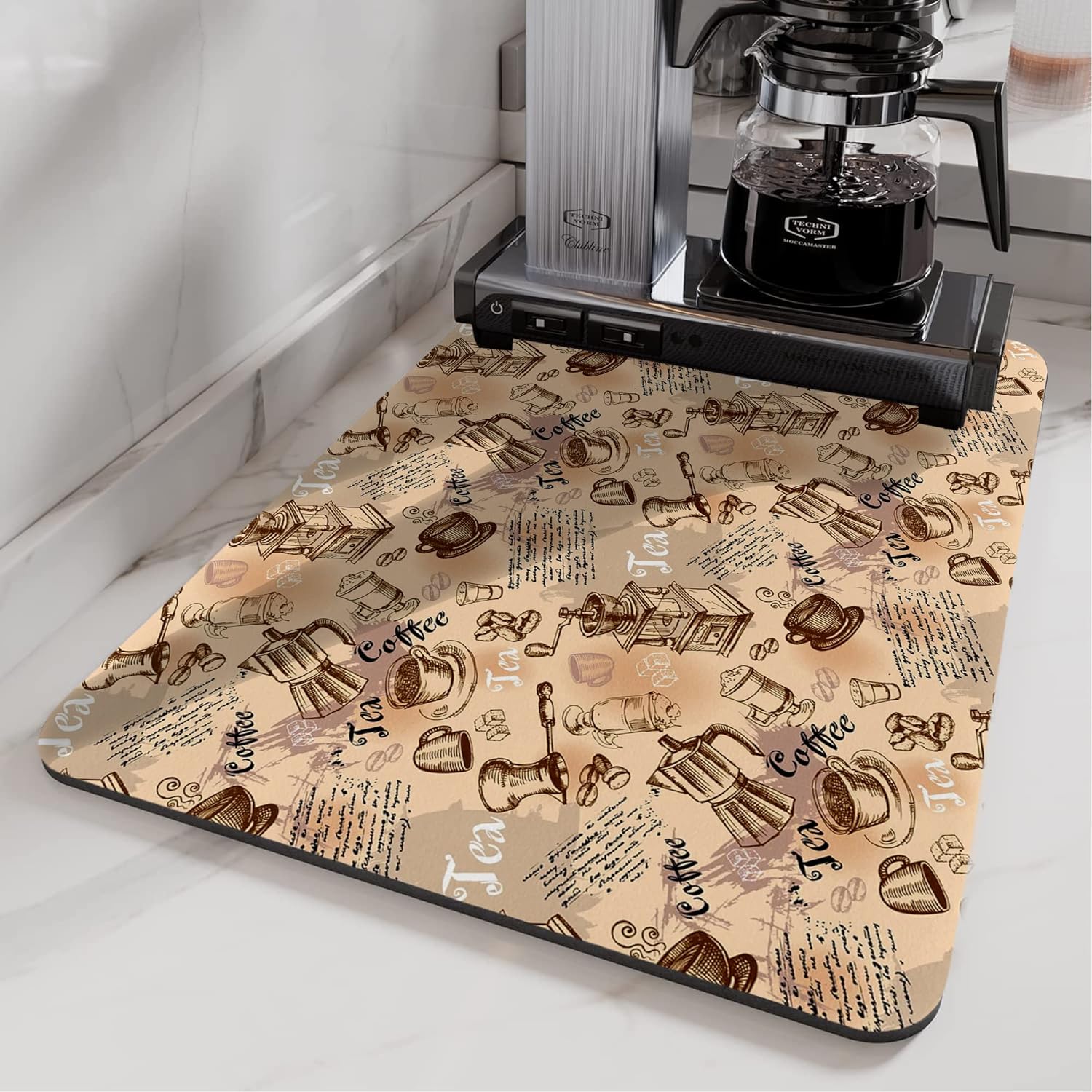 Coffee Bar Mat Rubber Dish Drying Mat For Kitchen Counter Coffee Mat ...