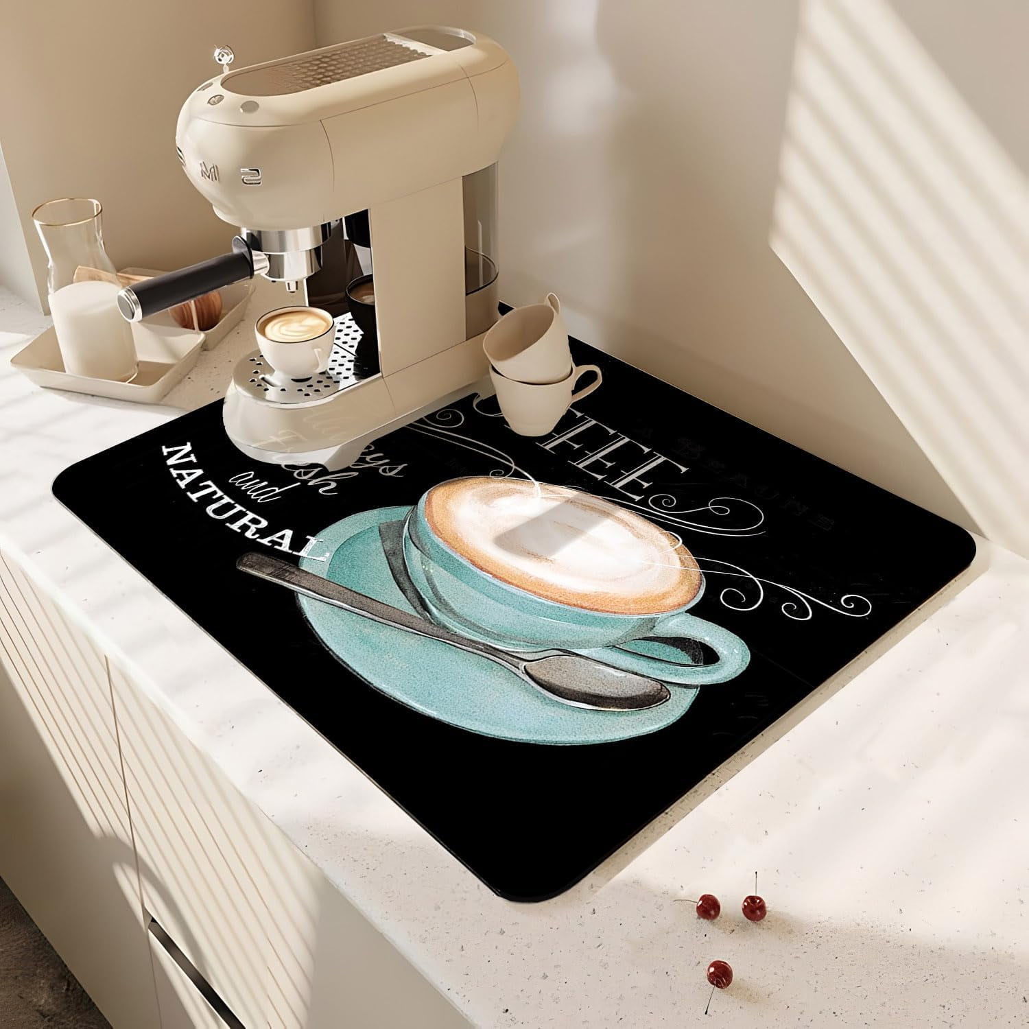 Coffee Bar Mat Rubber Dish Drying Mat For Kitchen Counter Coffee Mat ...