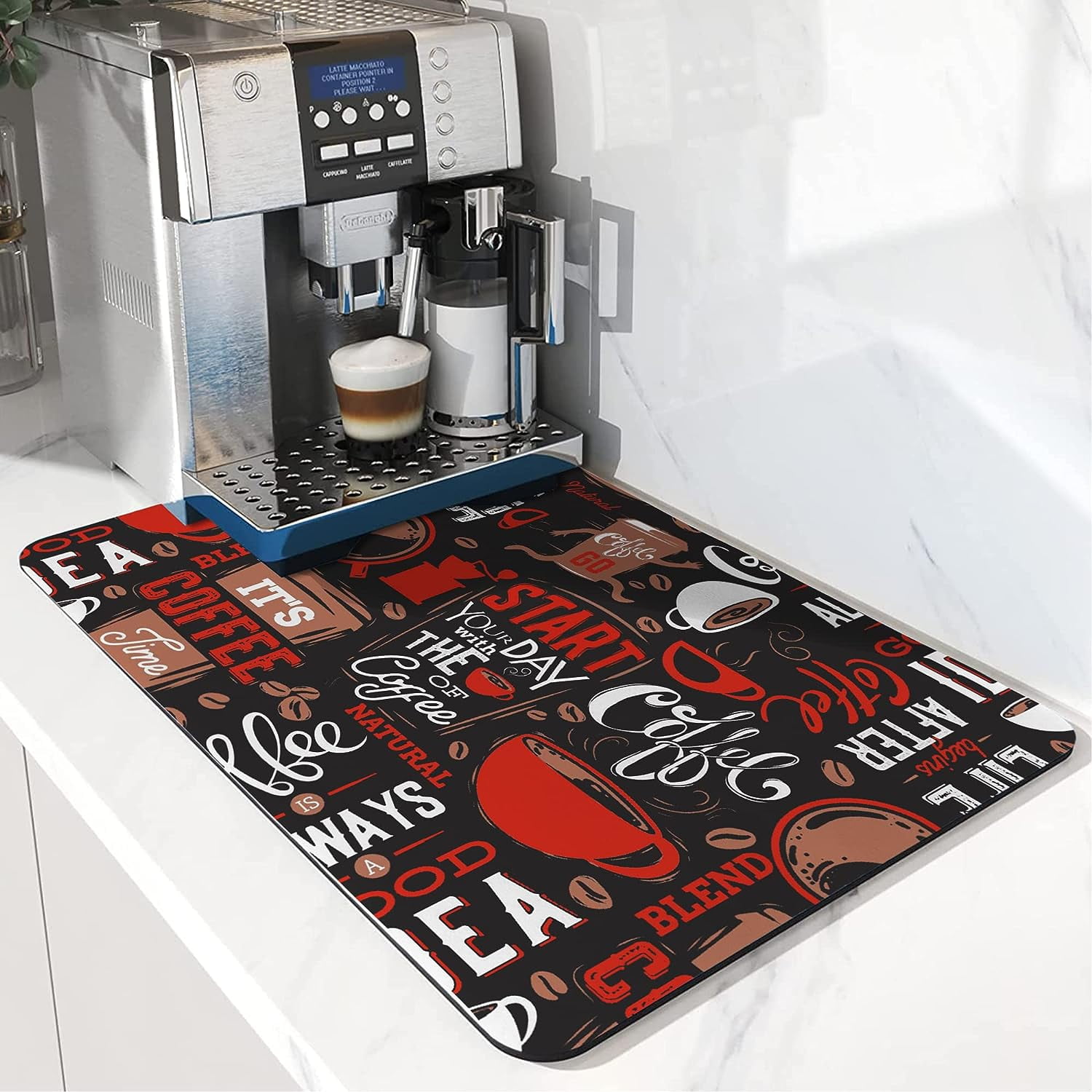Coffee Bar Mat Rubber Dish Drying Mat For Kitchen Counter Coffee Mat ...