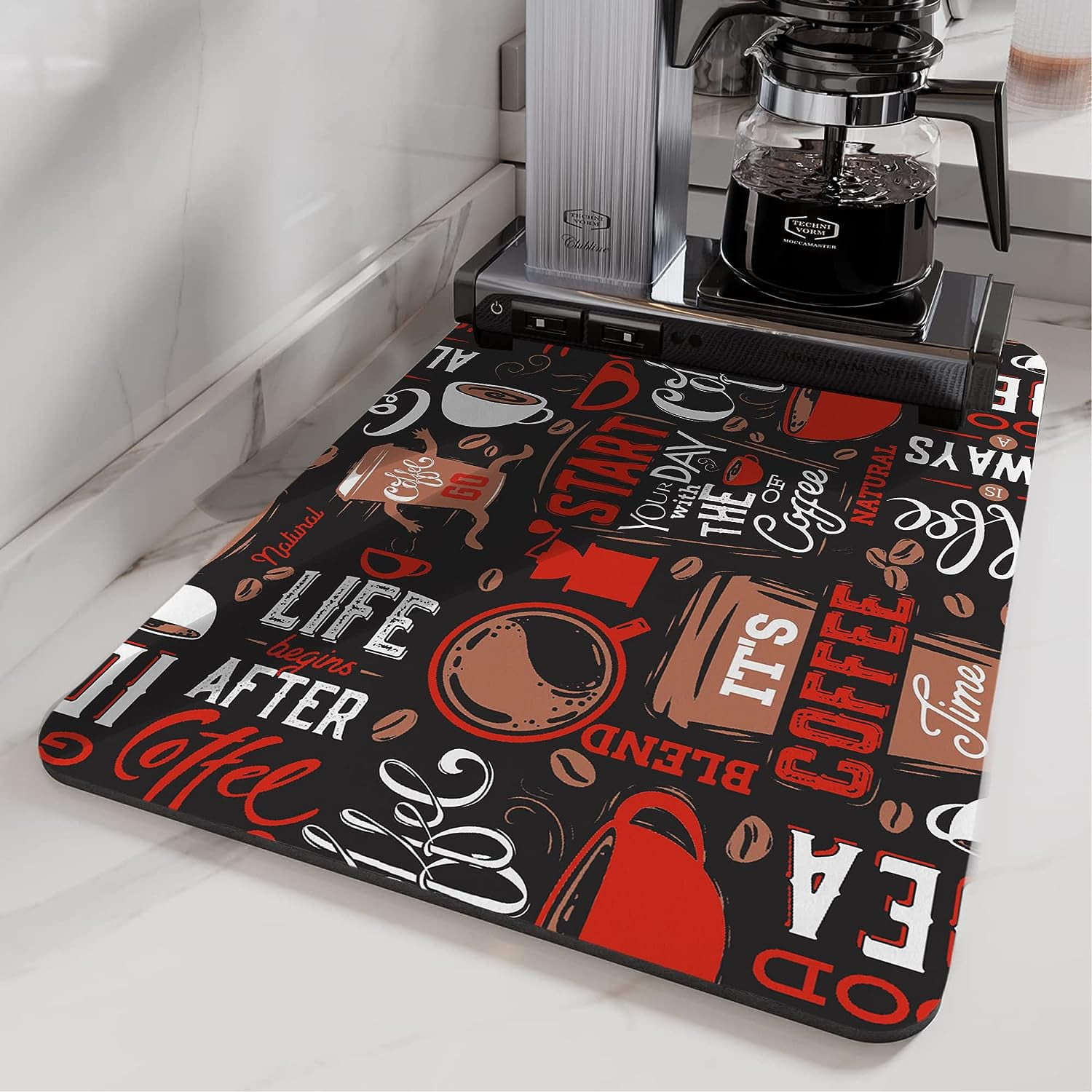 Coffee Bar Mat Rubber Dish Drying Mat For Kitchen Counter Coffee Mat ...