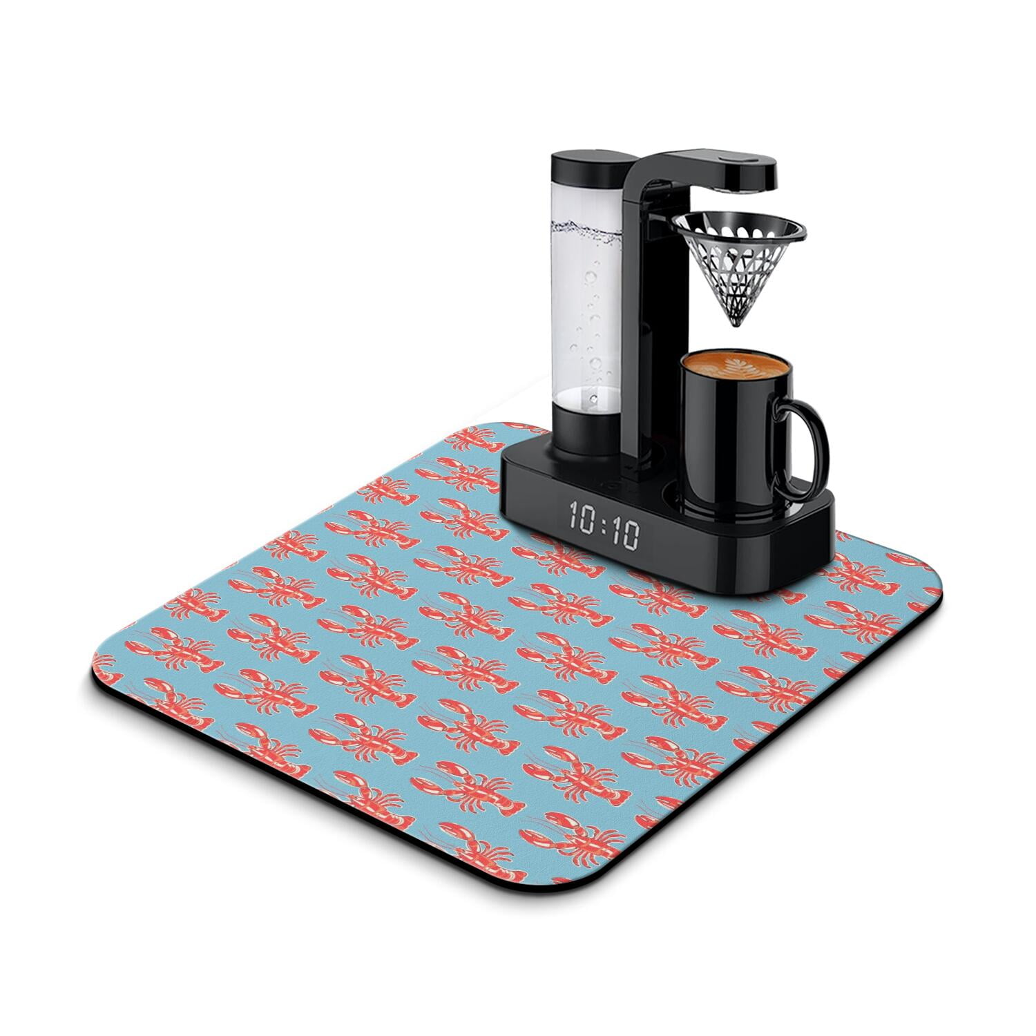 Coffee Bar Mat with beach coral Design - Absorbent Drying Pad for ...