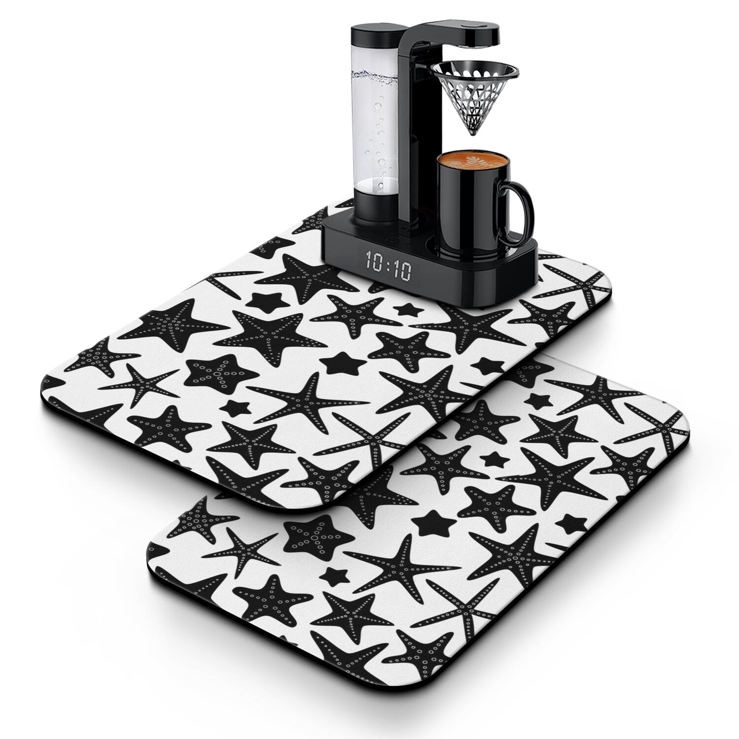 Coffee Bar Mat with beach coral Design - Absorbent Drying Pad for ...