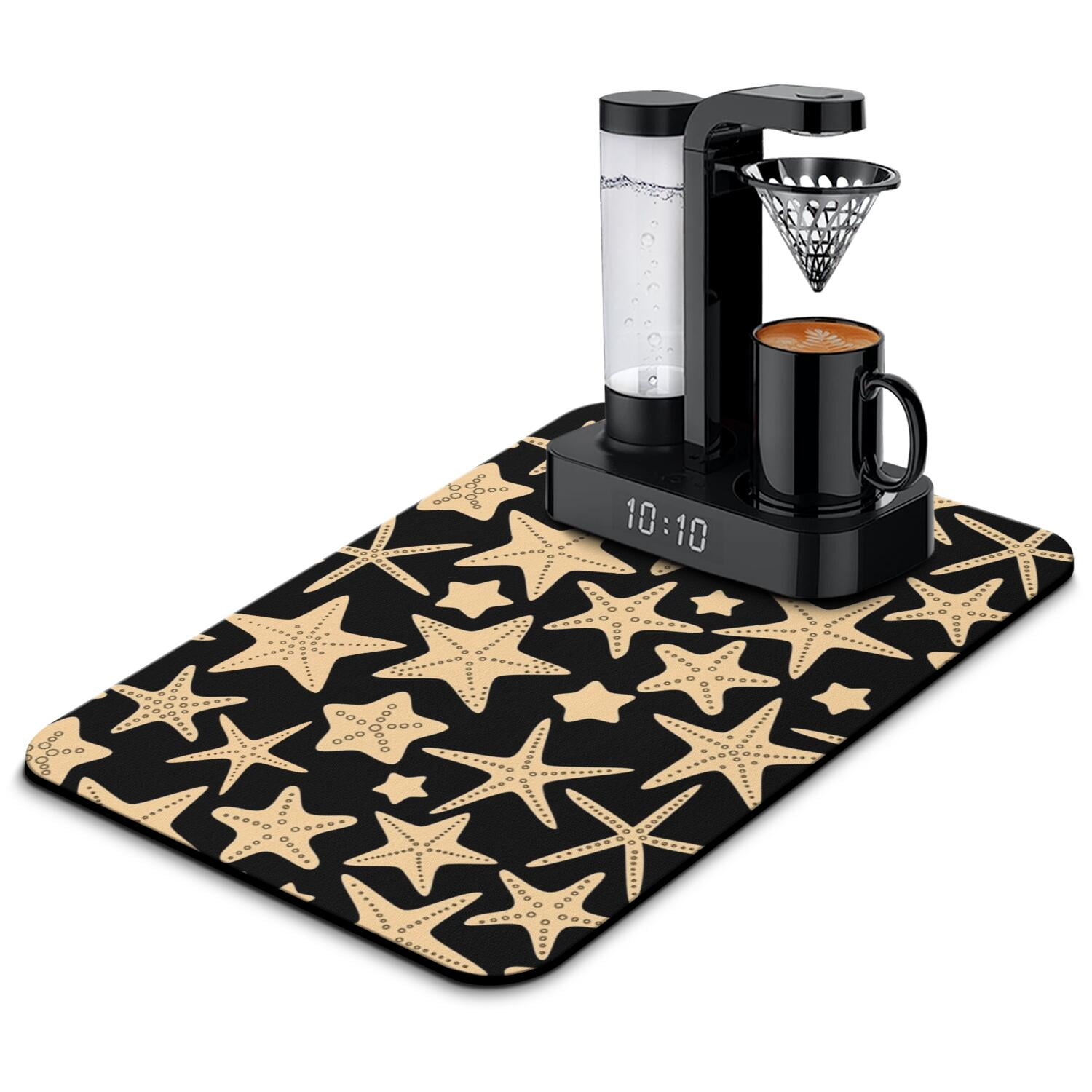 Coffee Bar Mat with beach coral Design - Absorbent Drying Pad for ...