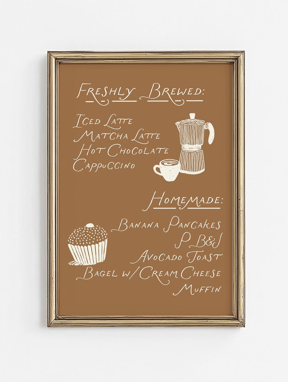 Coffee Bar Menu Art Print: Trendy Coffee Poster, Kitchen Wall Art ...
