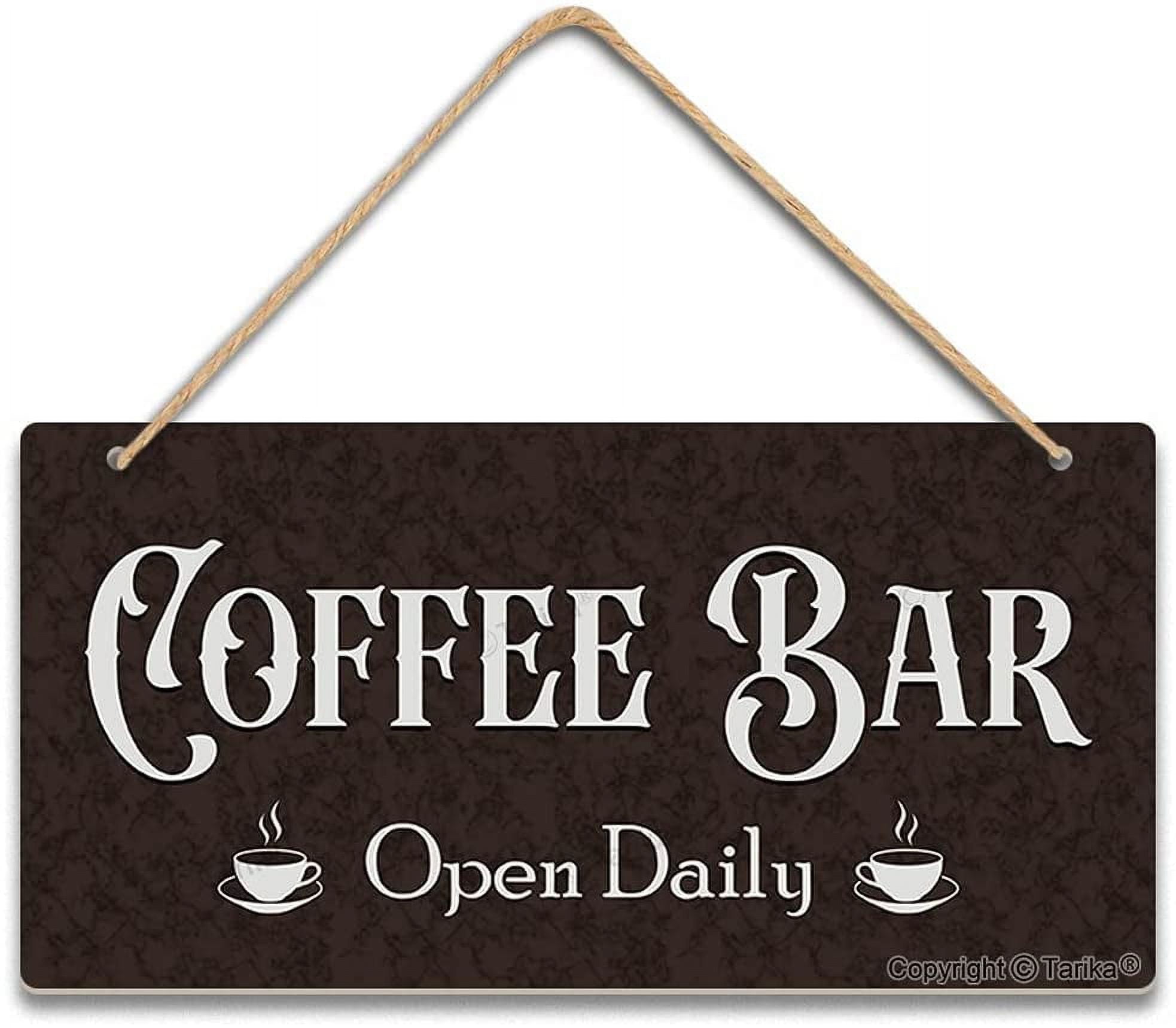 Coffee Bar Open Daily Cafe Decor Wood Hanging Plaque 5X10 Inch Coffee ...