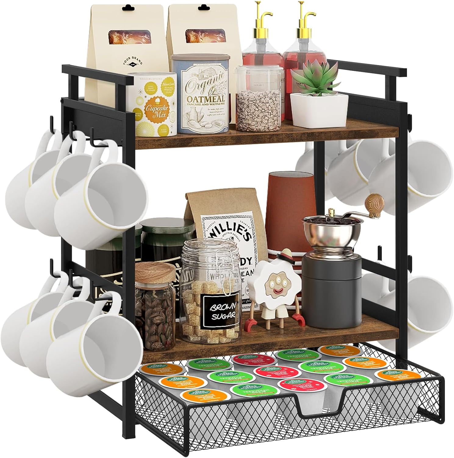 Coffee Bar Organizer, 3 Tier Coffee Station Organizer for Countertop ...