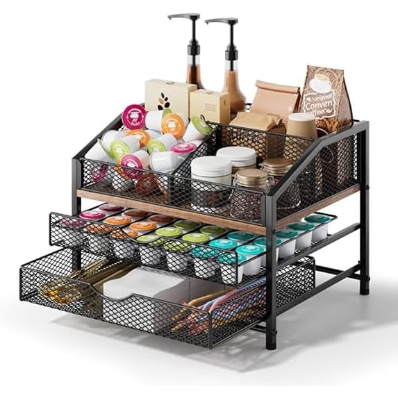 Coffee Bar Organizer for Countertop, Coffee Station Organizer with ...