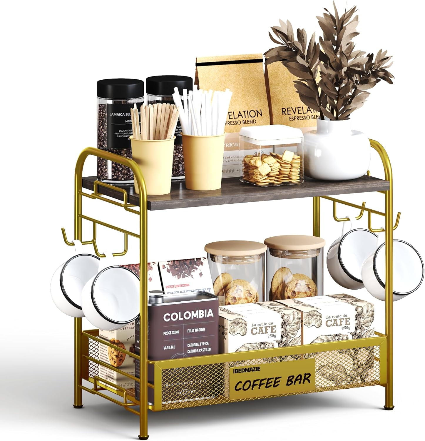 Coffee Bar Organizer for Countertop Station Simple Assembly 2 Tier ...