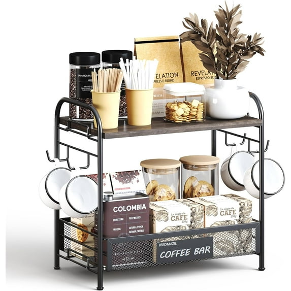 Coffee Bar Organizer for Countertop Station Simple Assembly 2 Tier ...