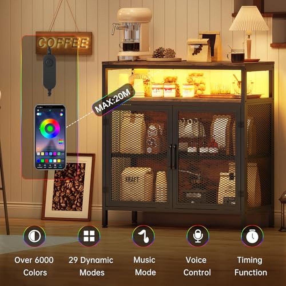 Coffee Bar with Power Outlets, Coffee Stand Station with Storage, 4 ...