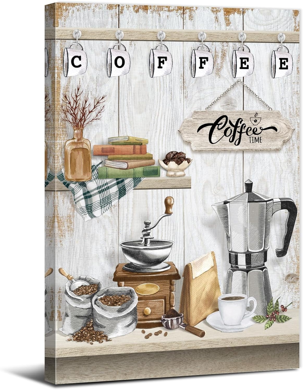 Coffee Bar Sign Canvas Wall Art Vintage Coffee Kitchen Wall Decor ...