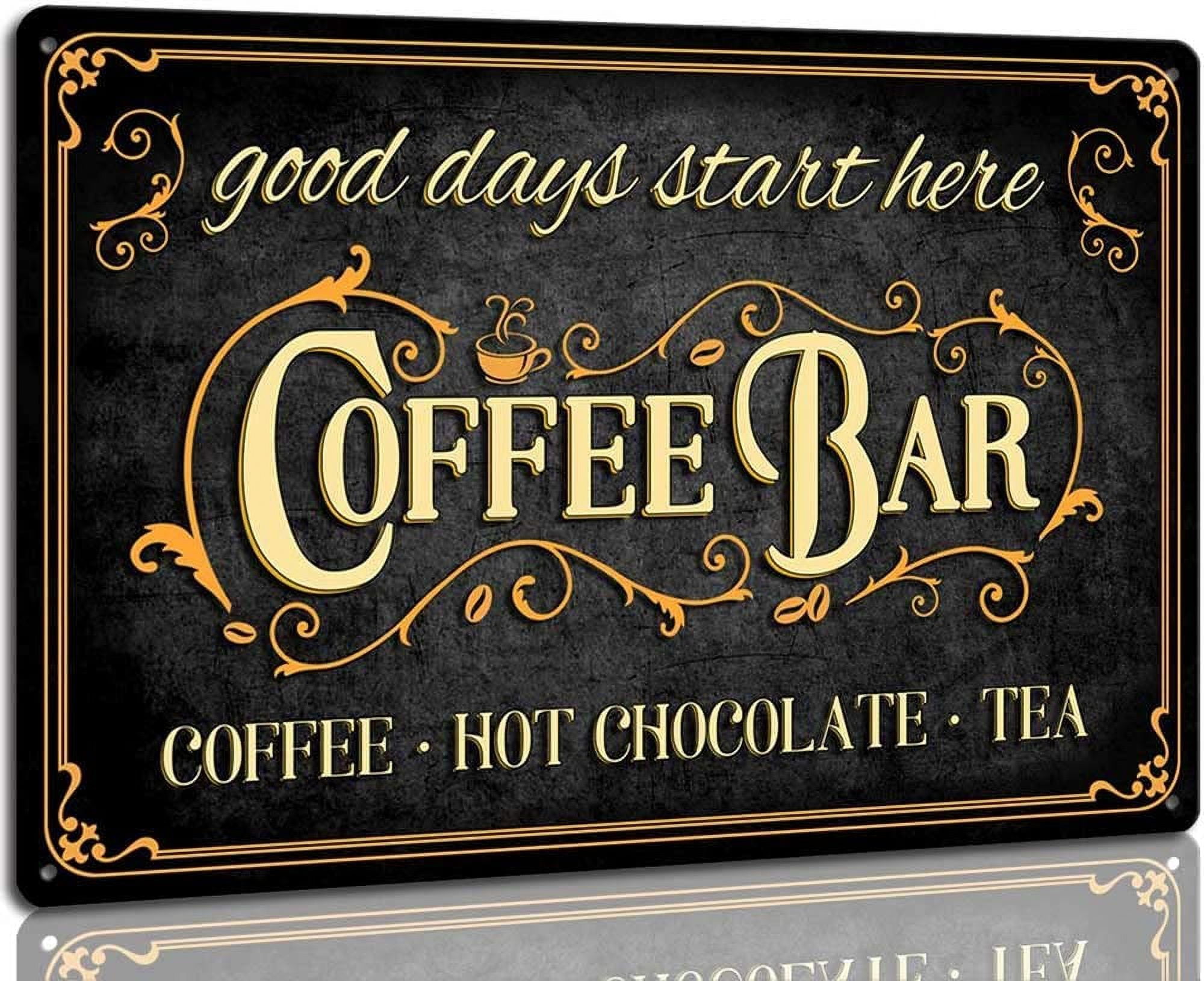 Coffee Bar Sign Hot Chocolate and Tea Vintage Metal Plaque Signs for ...