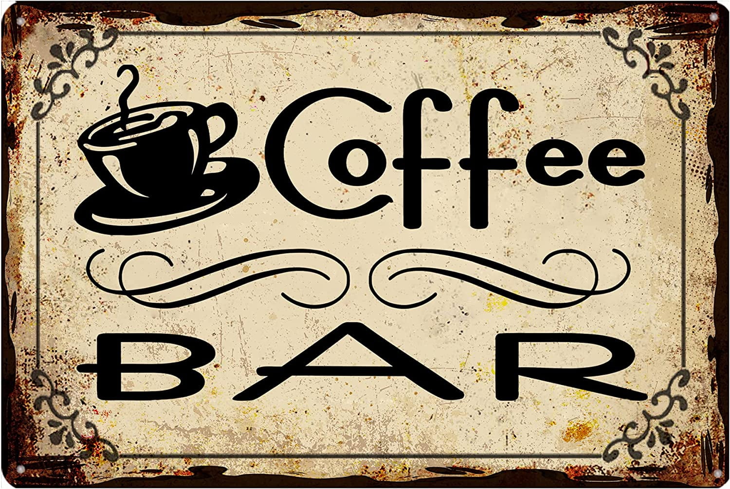 Coffee Bar Sign Rustic Tin Signs Wall For Home Restaurant Bakery ...